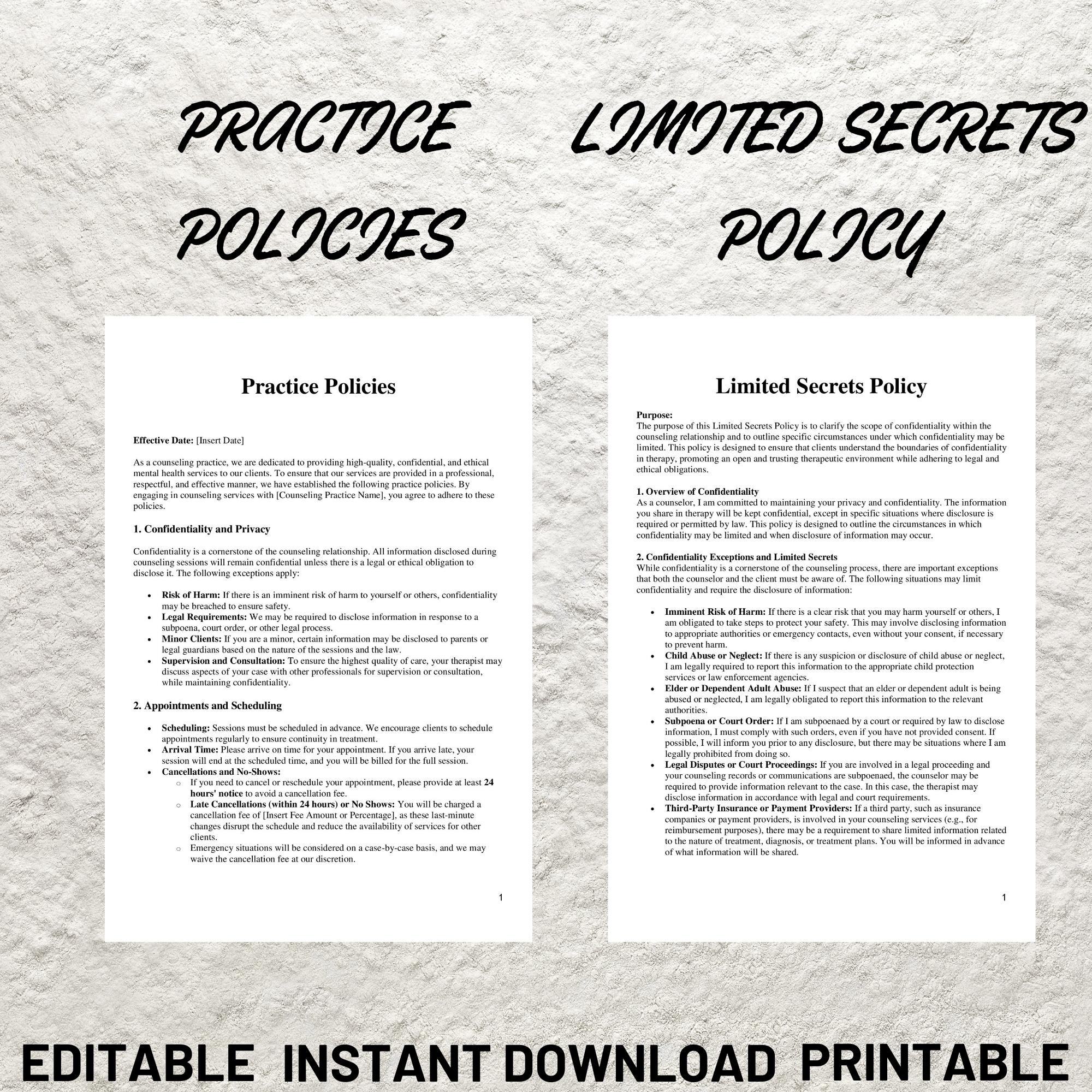 Editable Counseling Forms Bundle: Therapist Intake & Consent Templates ...