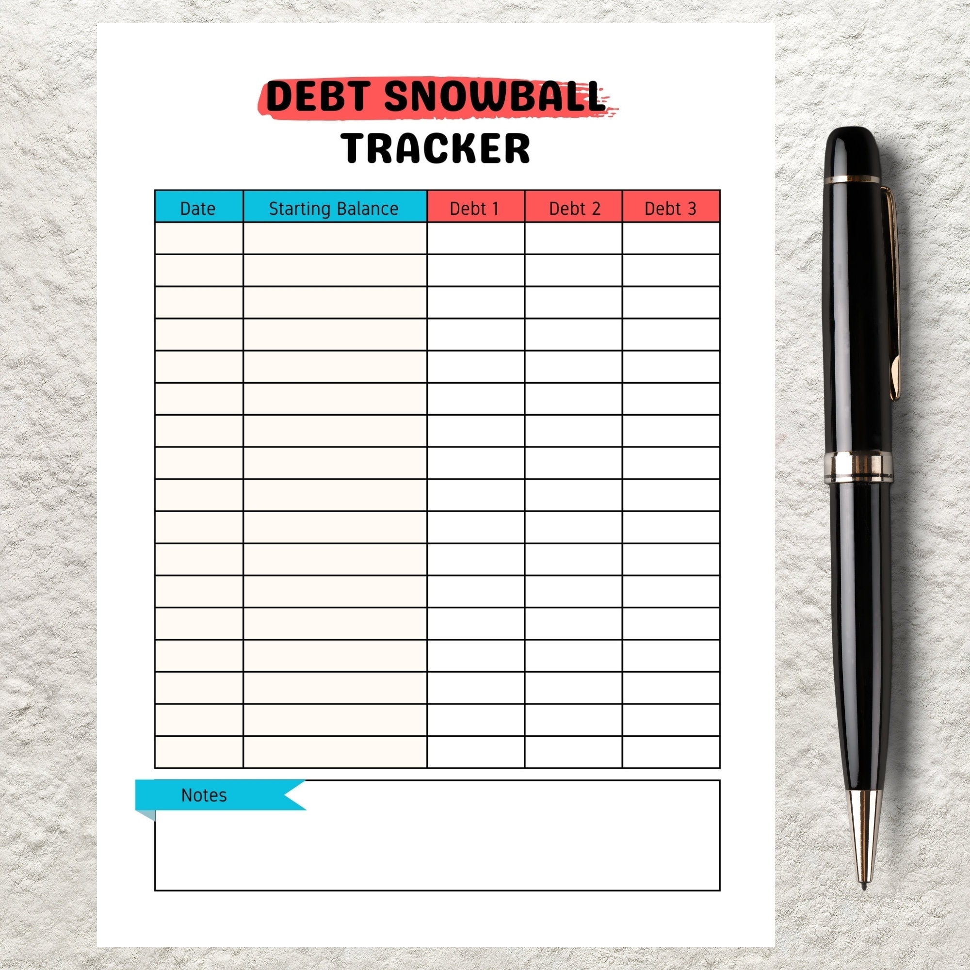 Debt Snowball Tracker Template Printable Debt Payoff Tracker Debt ...