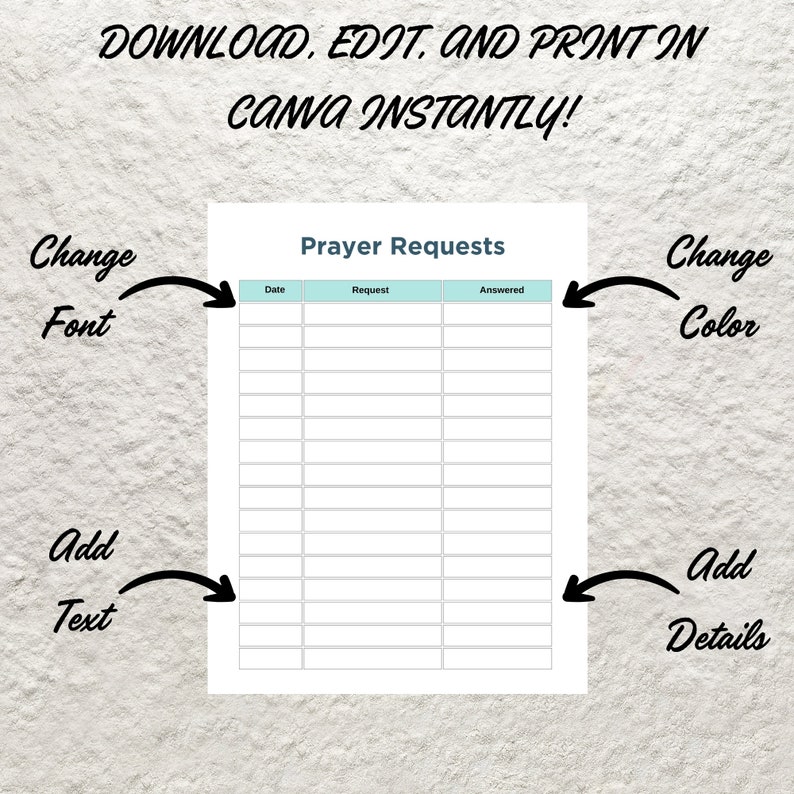 Prayer Request Journal Template Printable Prayer Tracker Prayer List ...