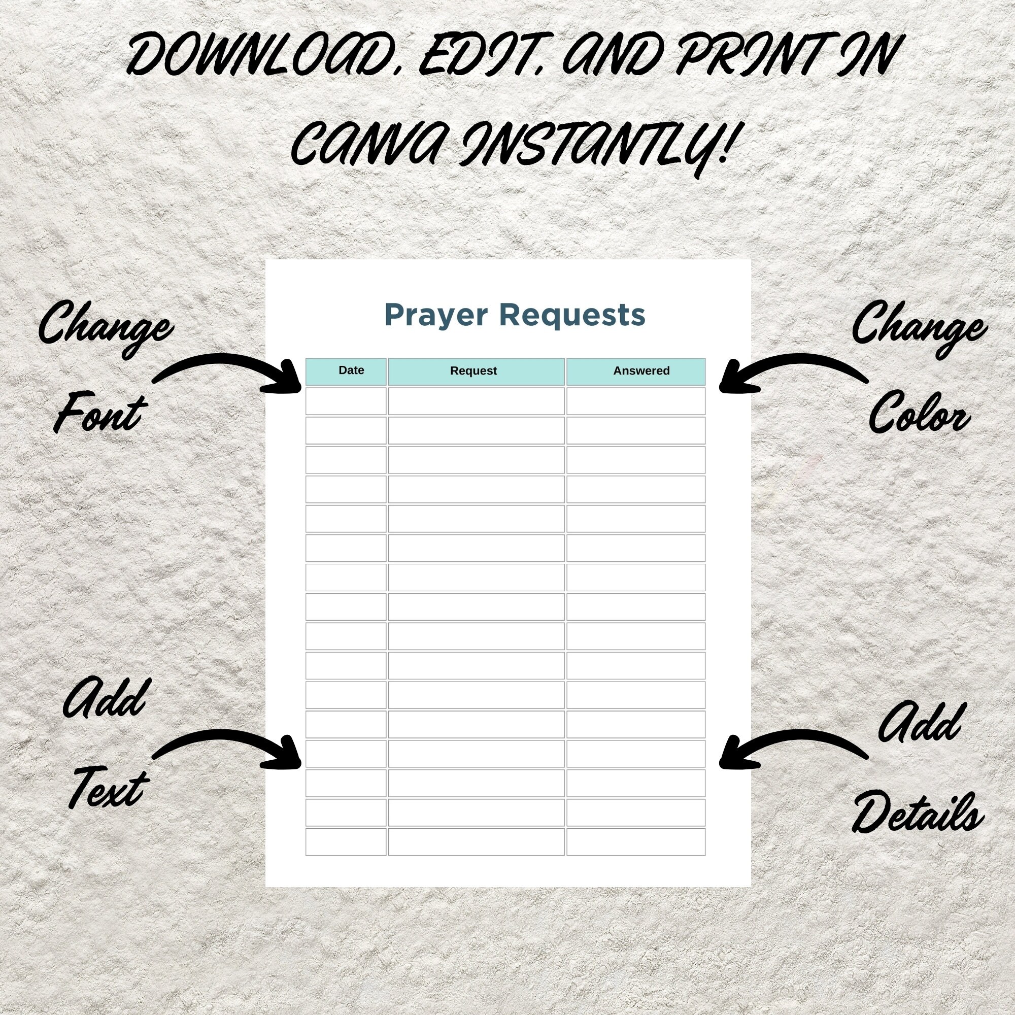 Prayer Request Journal Template Printable Prayer Tracker Prayer List ...