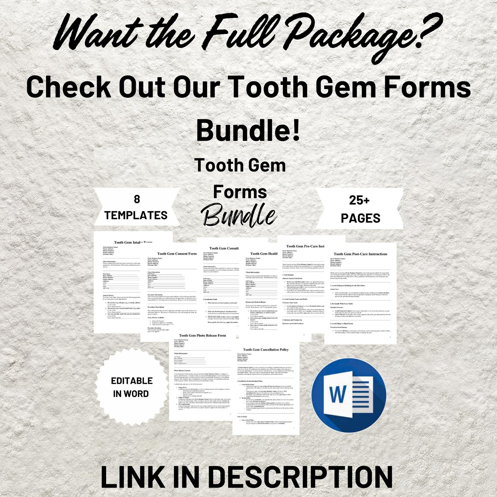Tooth Gem Consent Form Template: Client Intake & Waiver (PDF) - Etsy