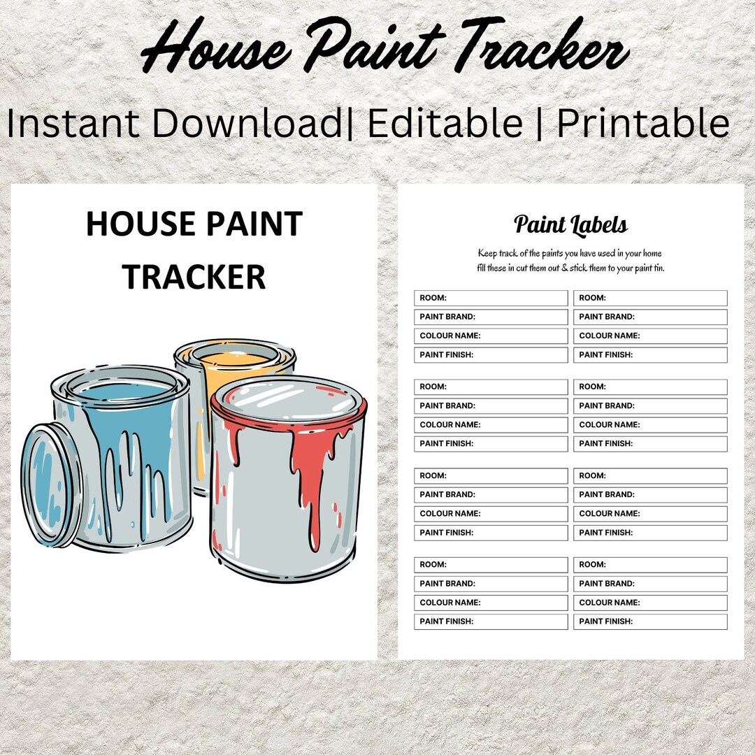 Paint Tracker Editable Printable Household Paint Color Tracker Planner ...