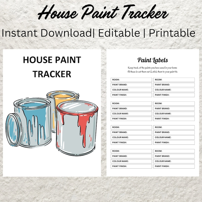 Paint Tracker Editable Printable Household Paint Color Tracker Planner ...