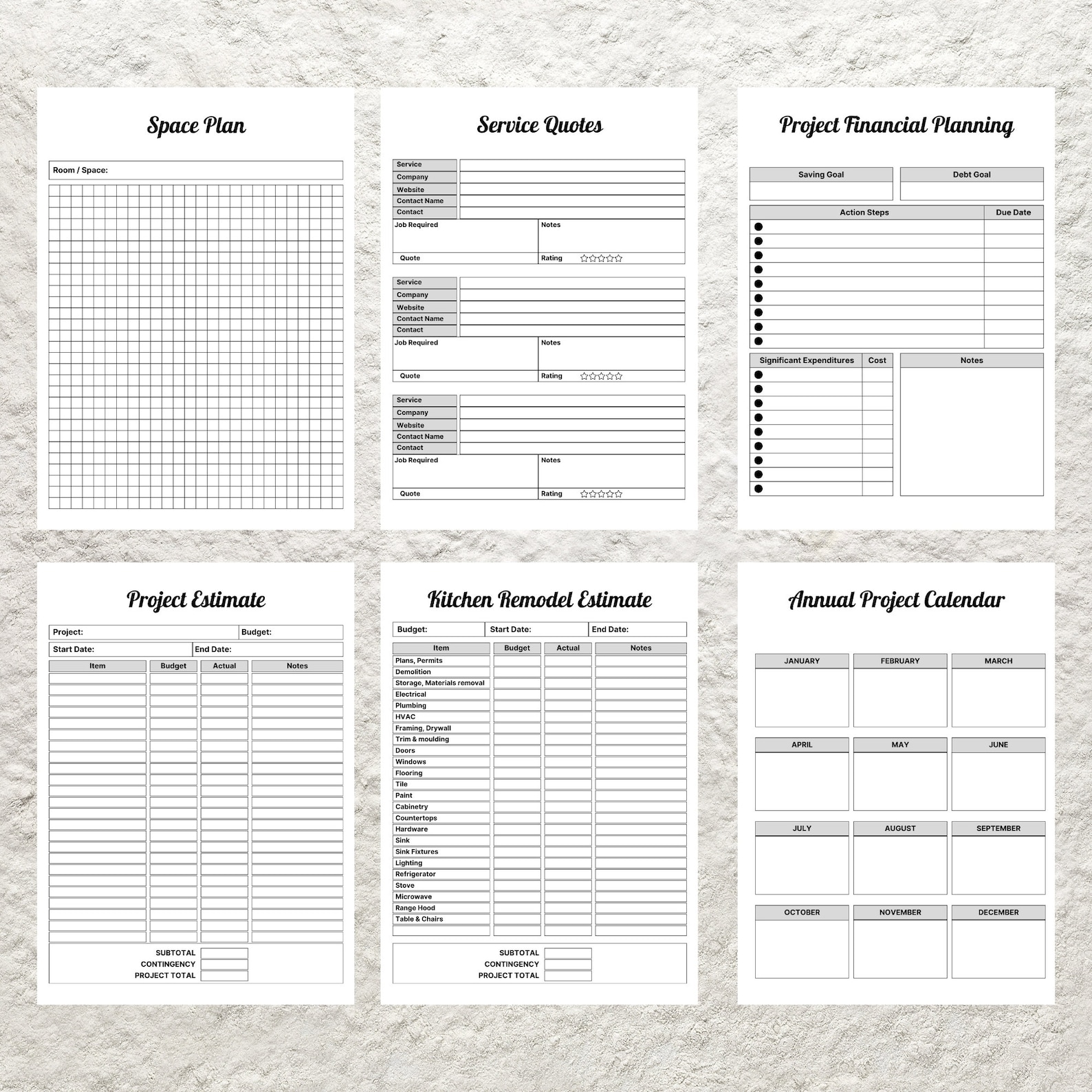 Home Renovation Planner Bundle, DIY Project (editable, Printable) - Etsy