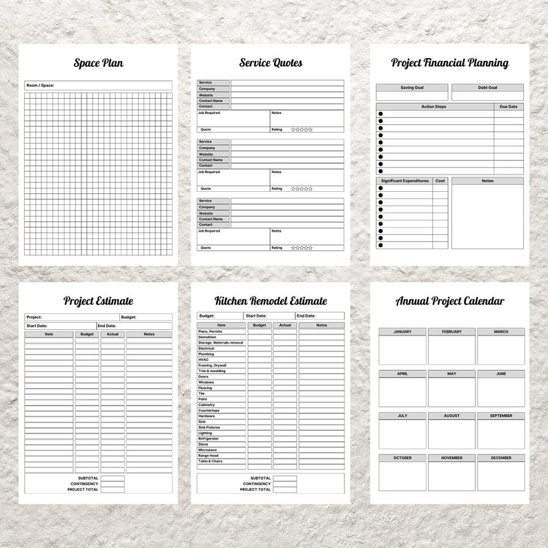 Home Renovation Planner Printable Home Improvement DIY Project Planner ...