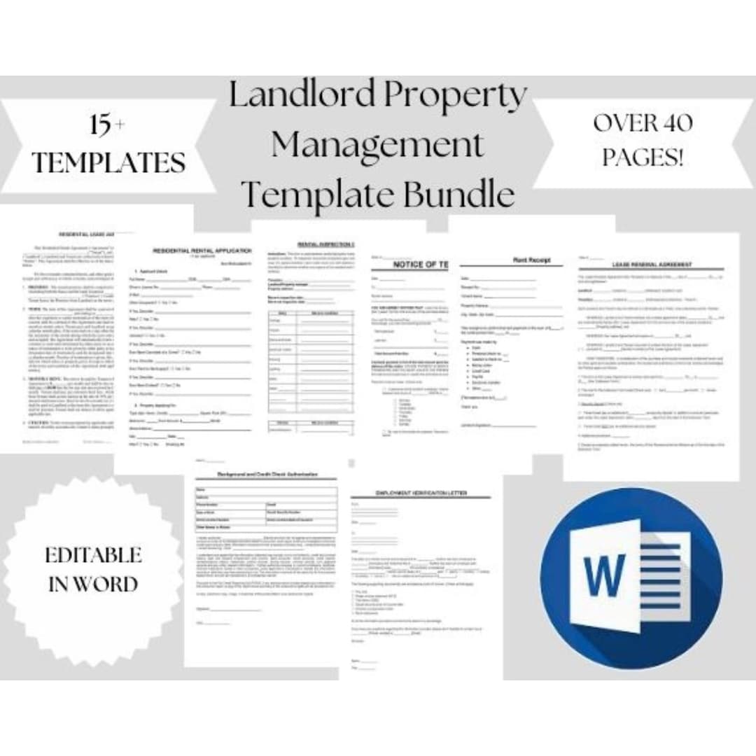 Digital Download Landlord Forms Bundle - PLR Rental Editable Word ...