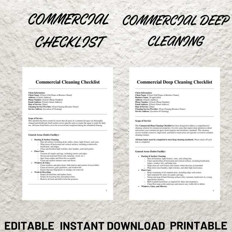 Cleaning Service Forms Bundle: Editable Business Templates (digital ...