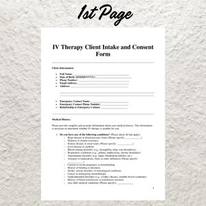 IV Therapy Consent Form Template Editable Intravenous Therapy Client ...