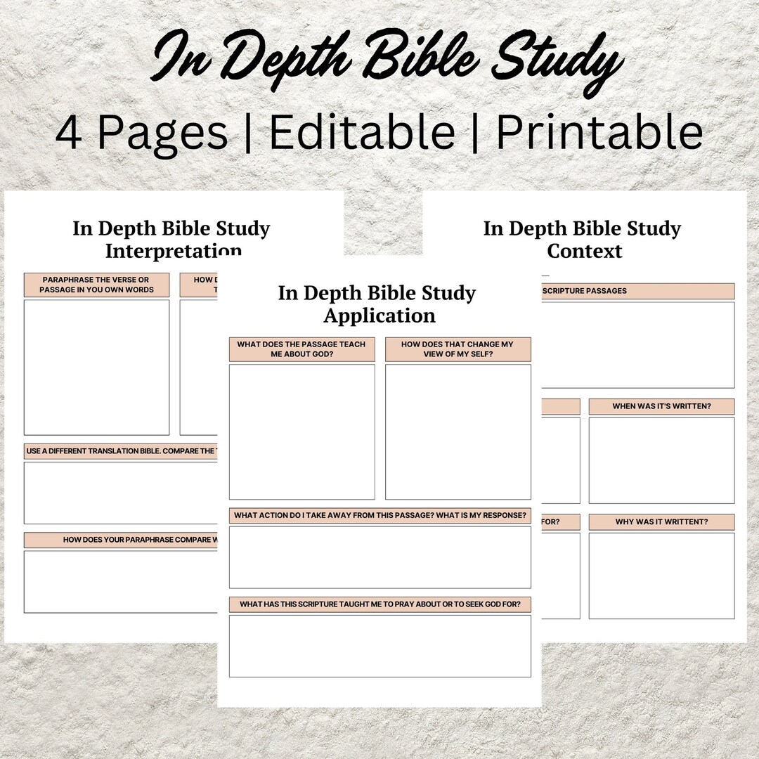 In Depth Bible Study Bundle Printable Bible Study Worksheet Bible Study ...