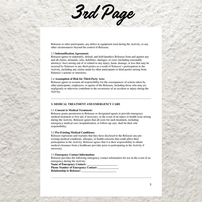 Editable Release of Liability Template: Waiver & Indemnity (word ...