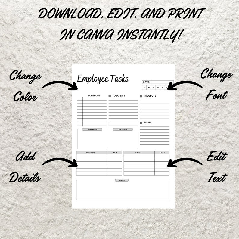 Employee Task List Template Printable Employee Log Work Job Allocation ...