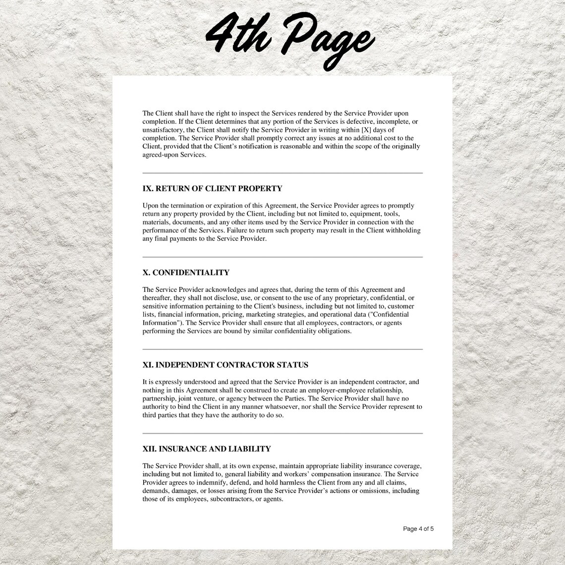 Lawn Care Contract Template Editable Lawn Care Service Agreement ...