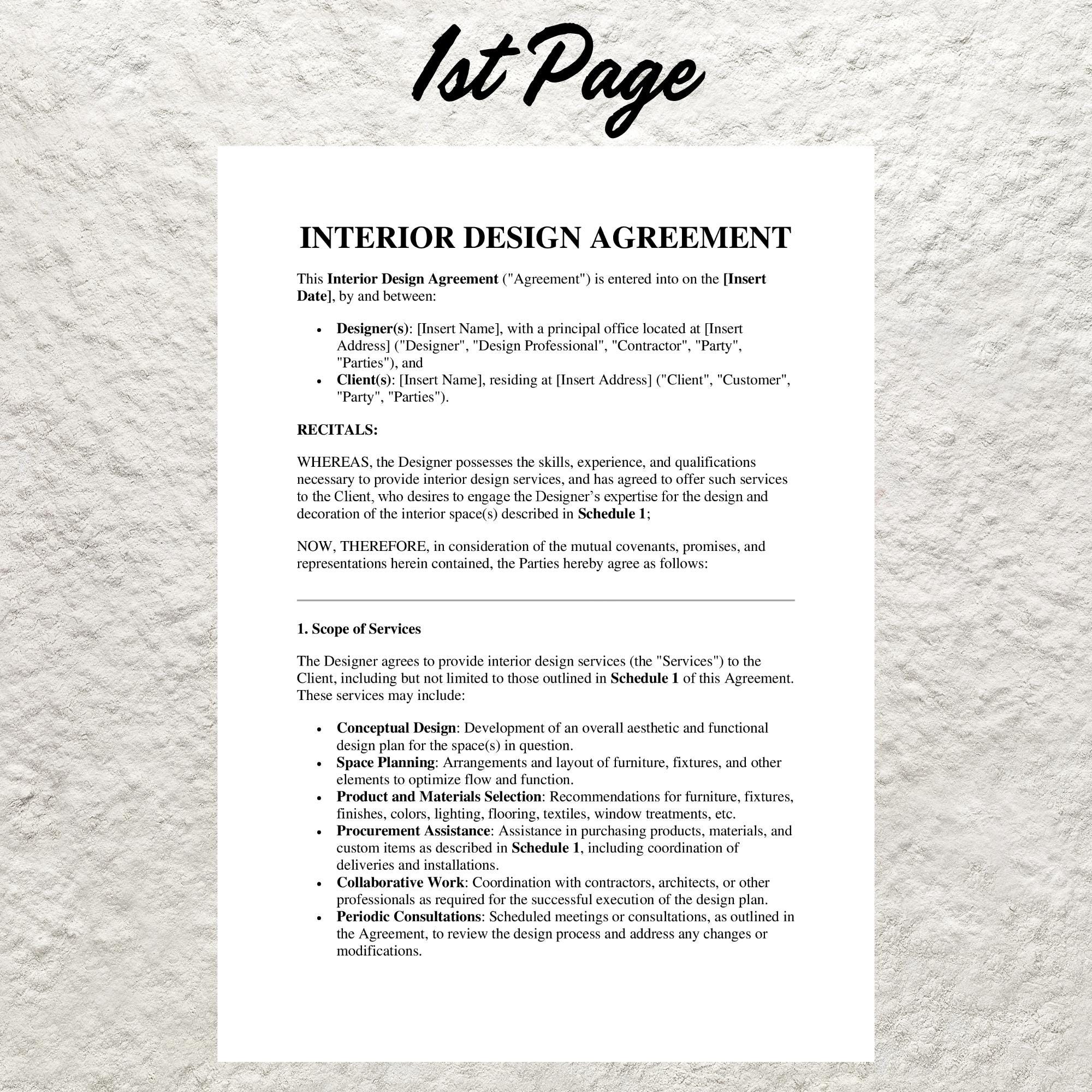 Interior Designer Project Template - Editable Proposal, Agreement ...