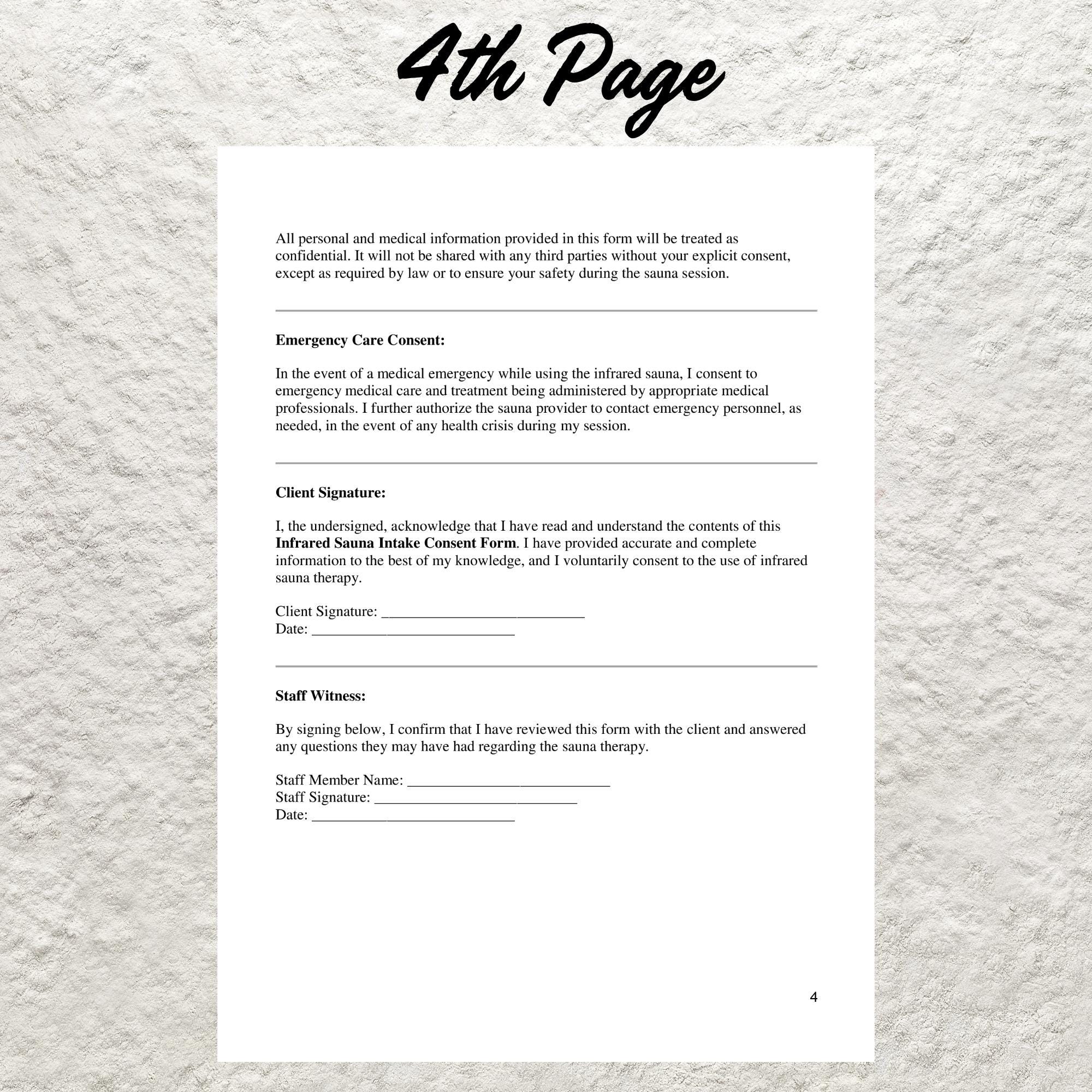 Infrared Sauna Consent Form Template: Editable Client Intake (printable ...