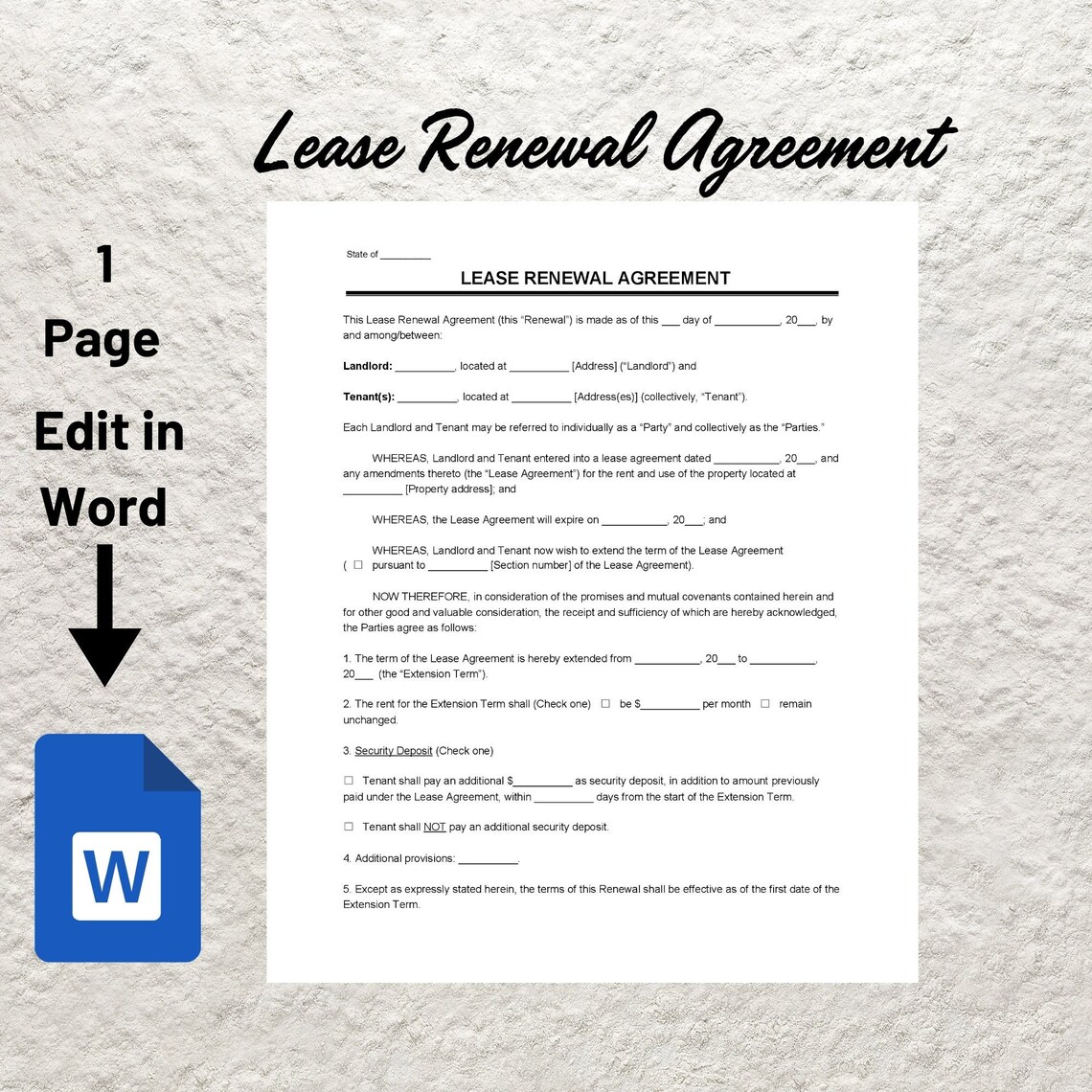 Landlord Lease Renewal Agreement Template Printable Lease Renewal ...