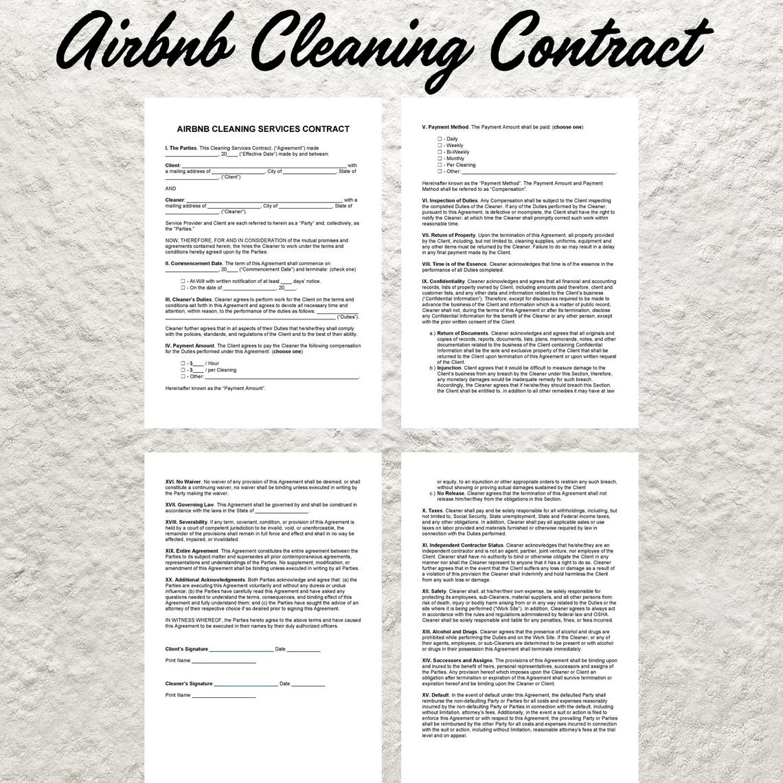 Airbnb Contract Template Bundle Airbnb Co Host Agreement Airbnb ...