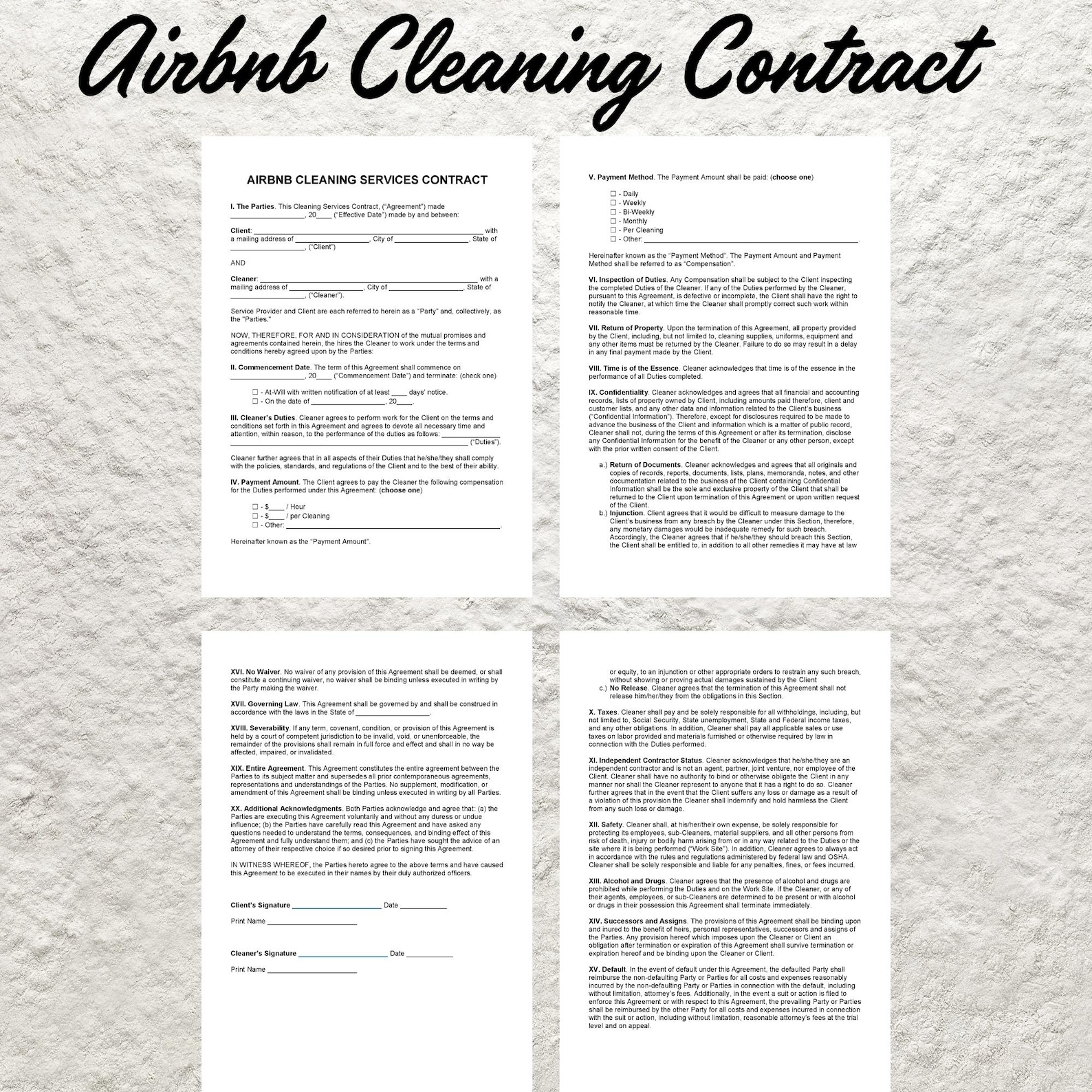 Airbnb Contract Template Bundle Airbnb Co Host Agreement Airbnb ...