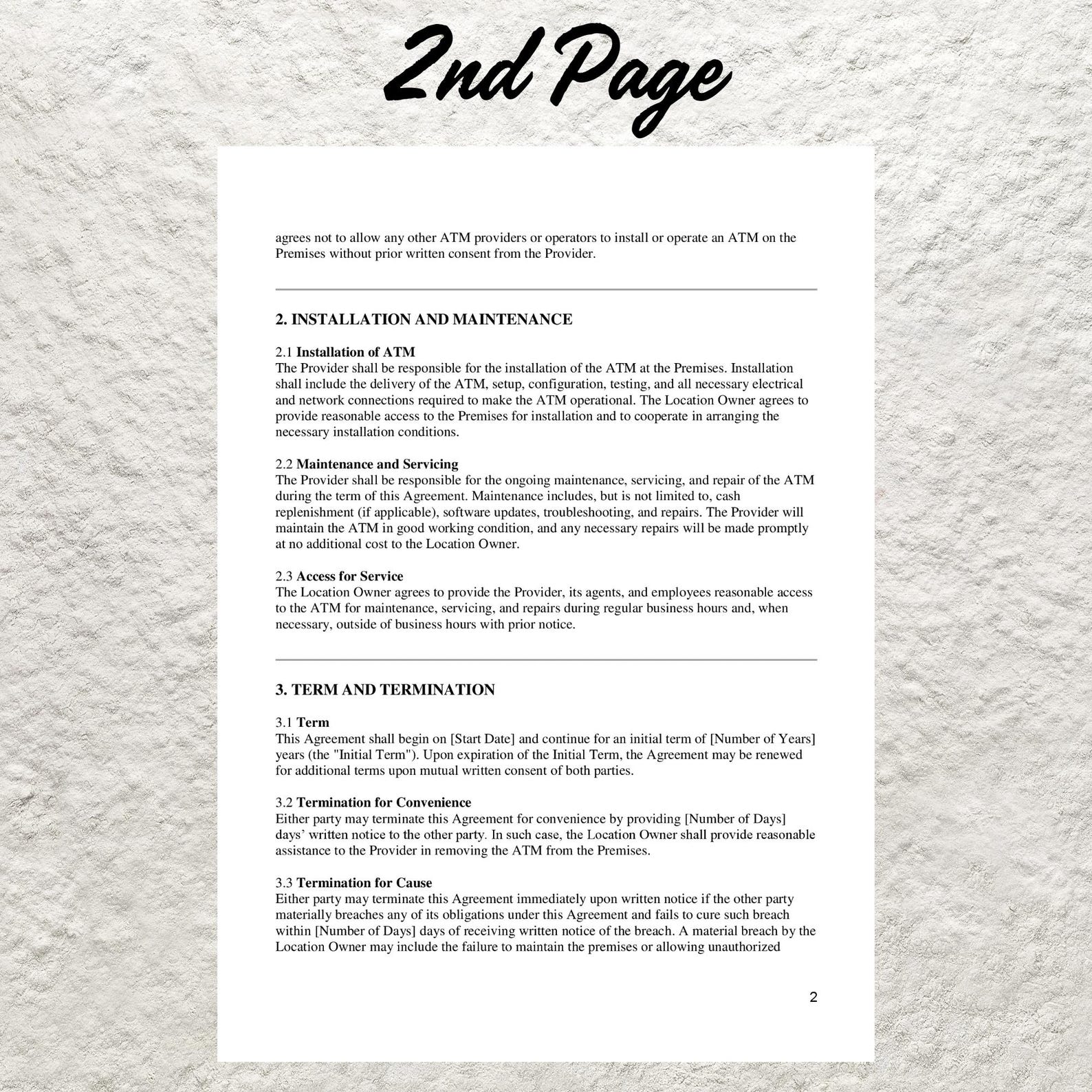 ATM Location Agreement Template: Editable Service Contract (PDF & Word ...