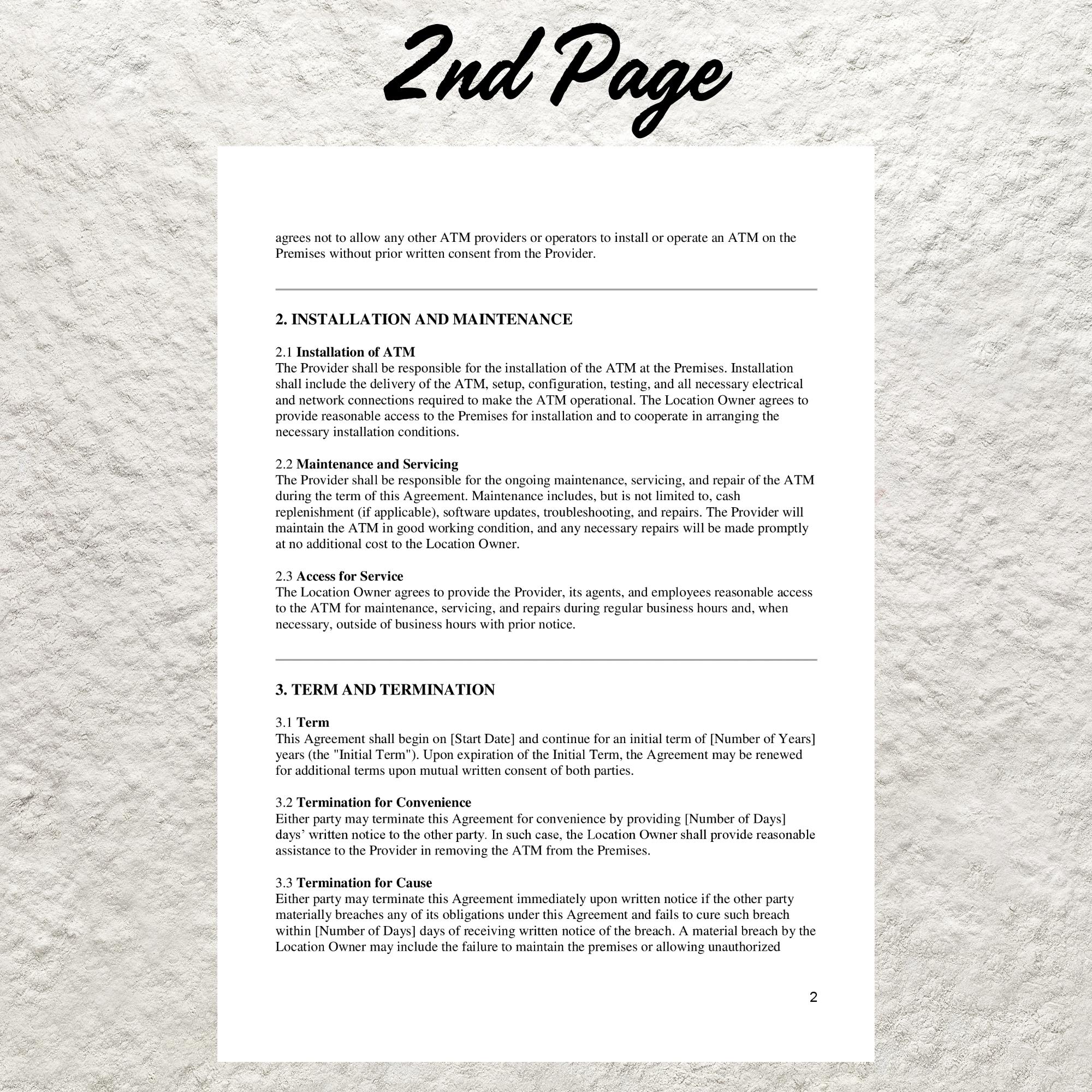 ATM Location Agreement Template: Editable Service Contract (PDF & Word ...