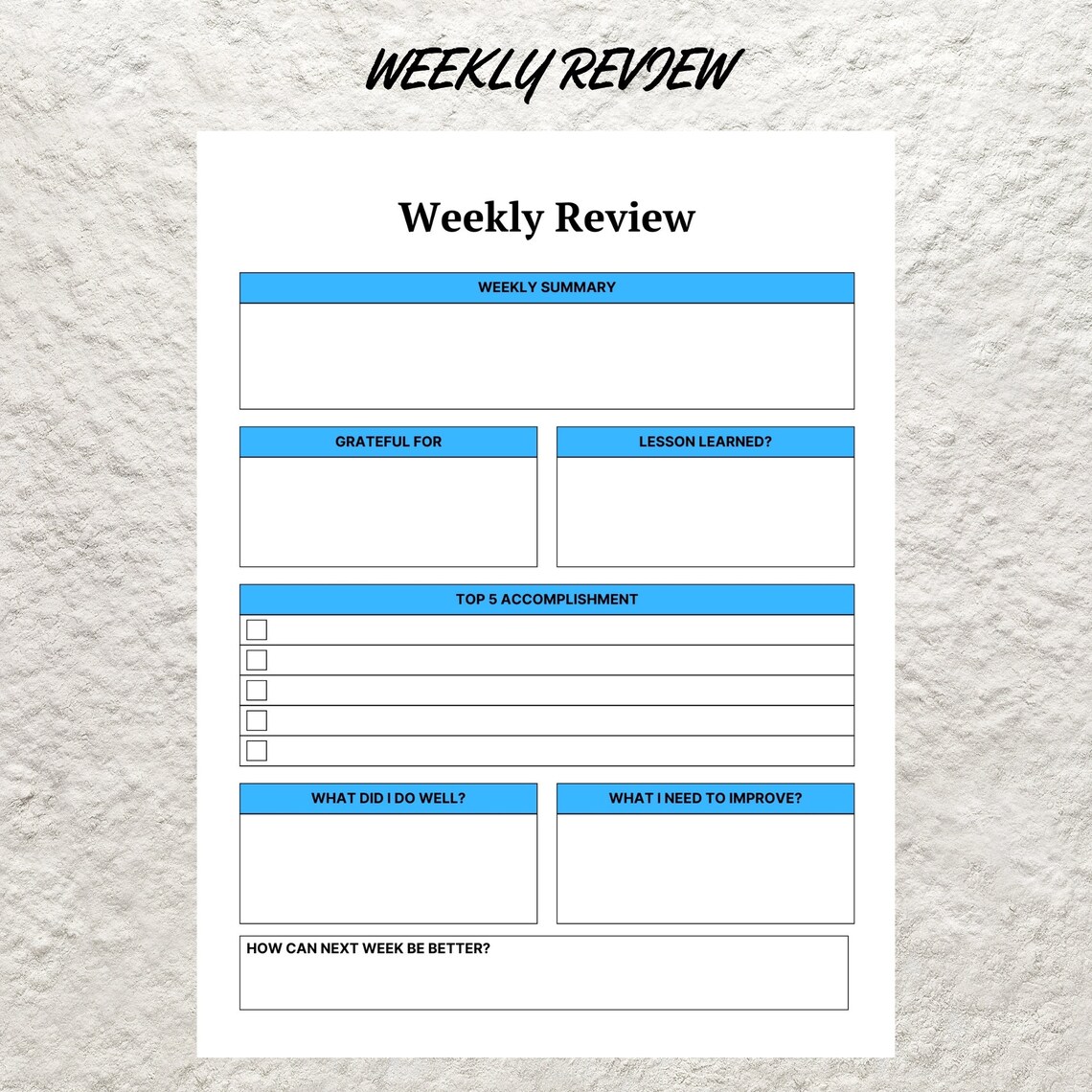 Daily Weekly Monthly Review Template Printable Daily Reflection Weekly ...