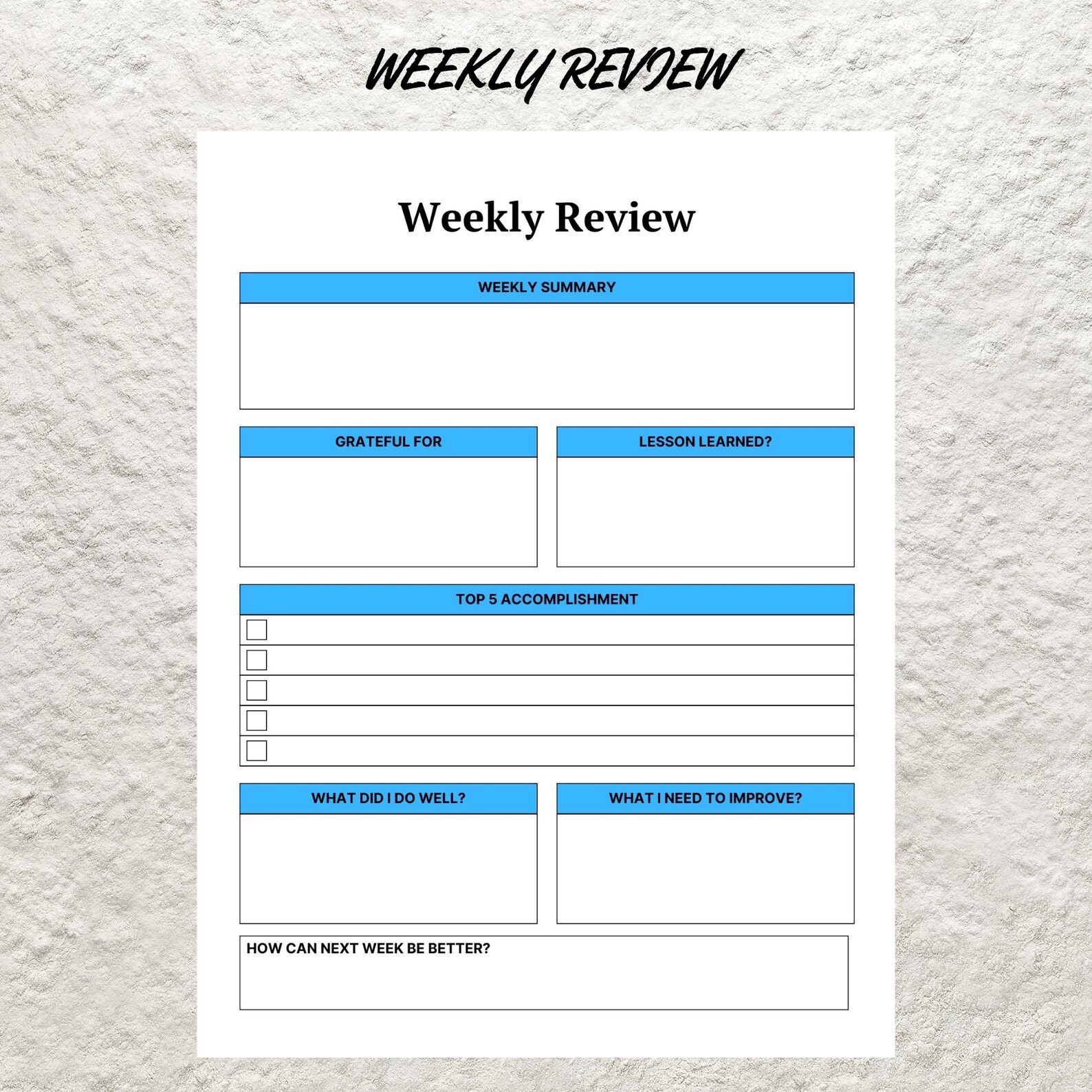 Daily Weekly Monthly Review Template Printable Daily Reflection Weekly ...