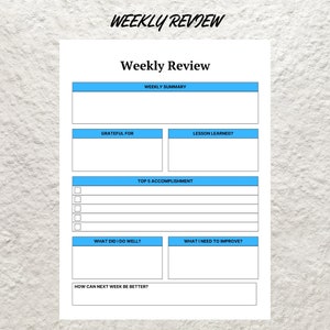 Daily Weekly Monthly Review Template Printable Daily Reflection Weekly ...