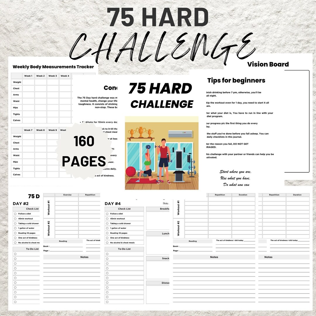 75 Hard Challenge Template Printable 75 Hard Challenge Challenge ...