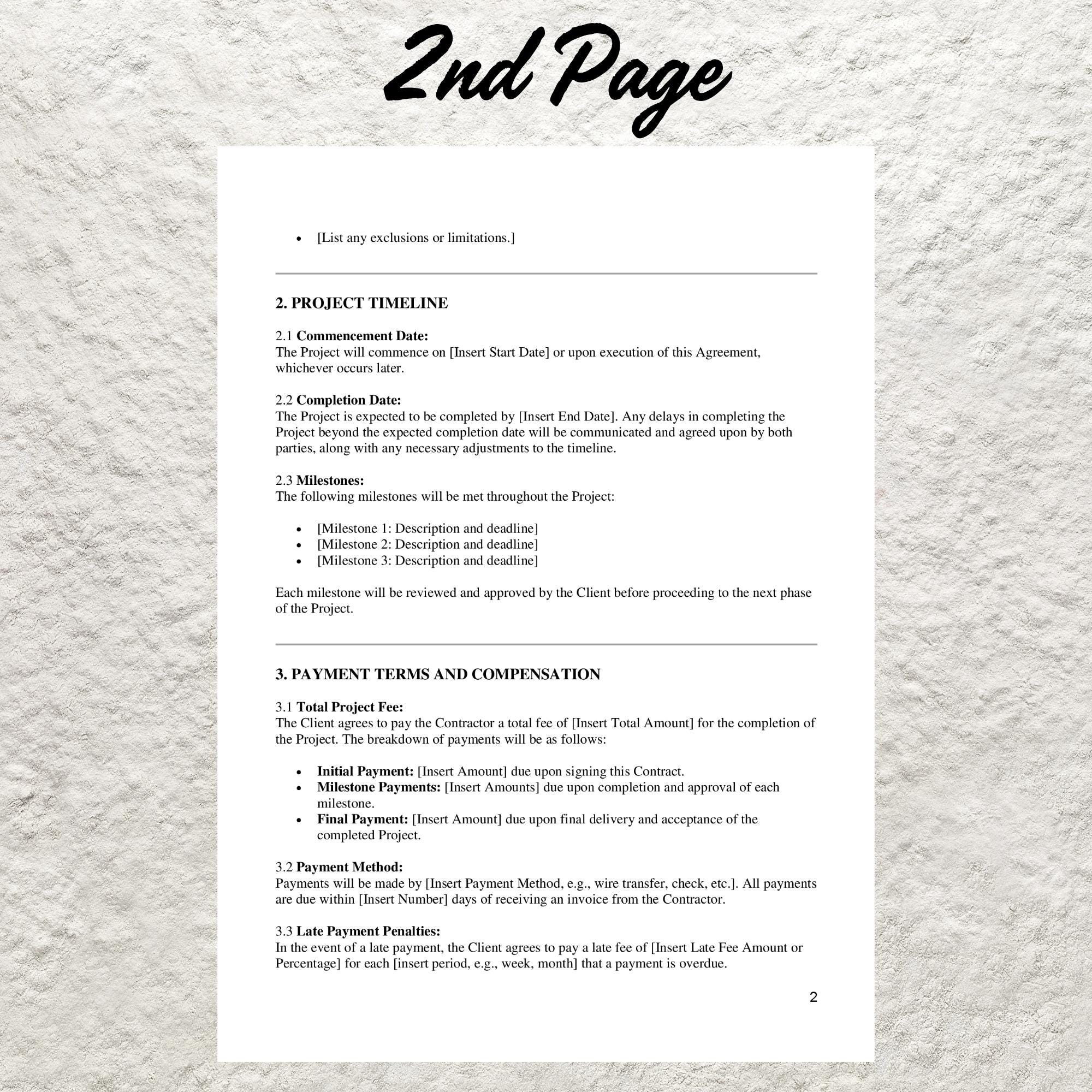 Project Proposal Template Editable Job Proposal Contract Form Printable ...