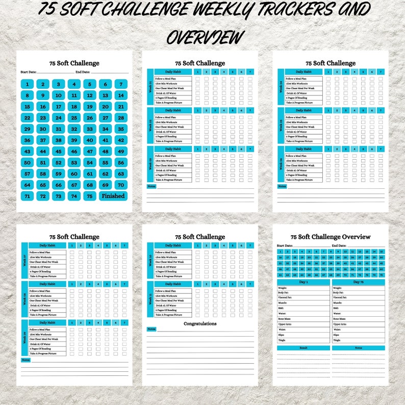 Editable 75 Soft Challenge Tracker Bundle Template Printable 75 Soft ...