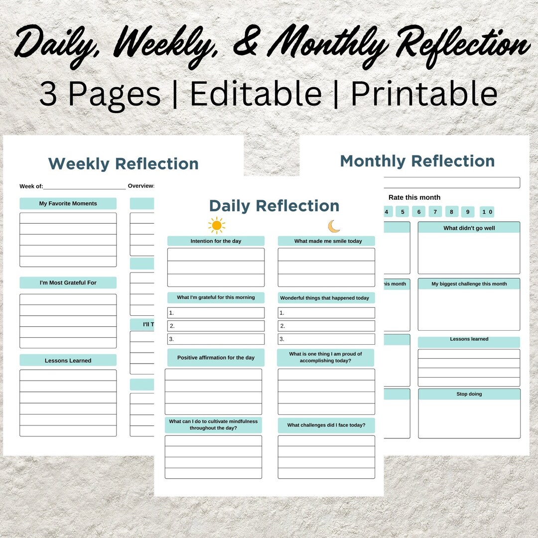 Printable Monthly Review Editable Monthly Reflection Monthly Evaluation ...