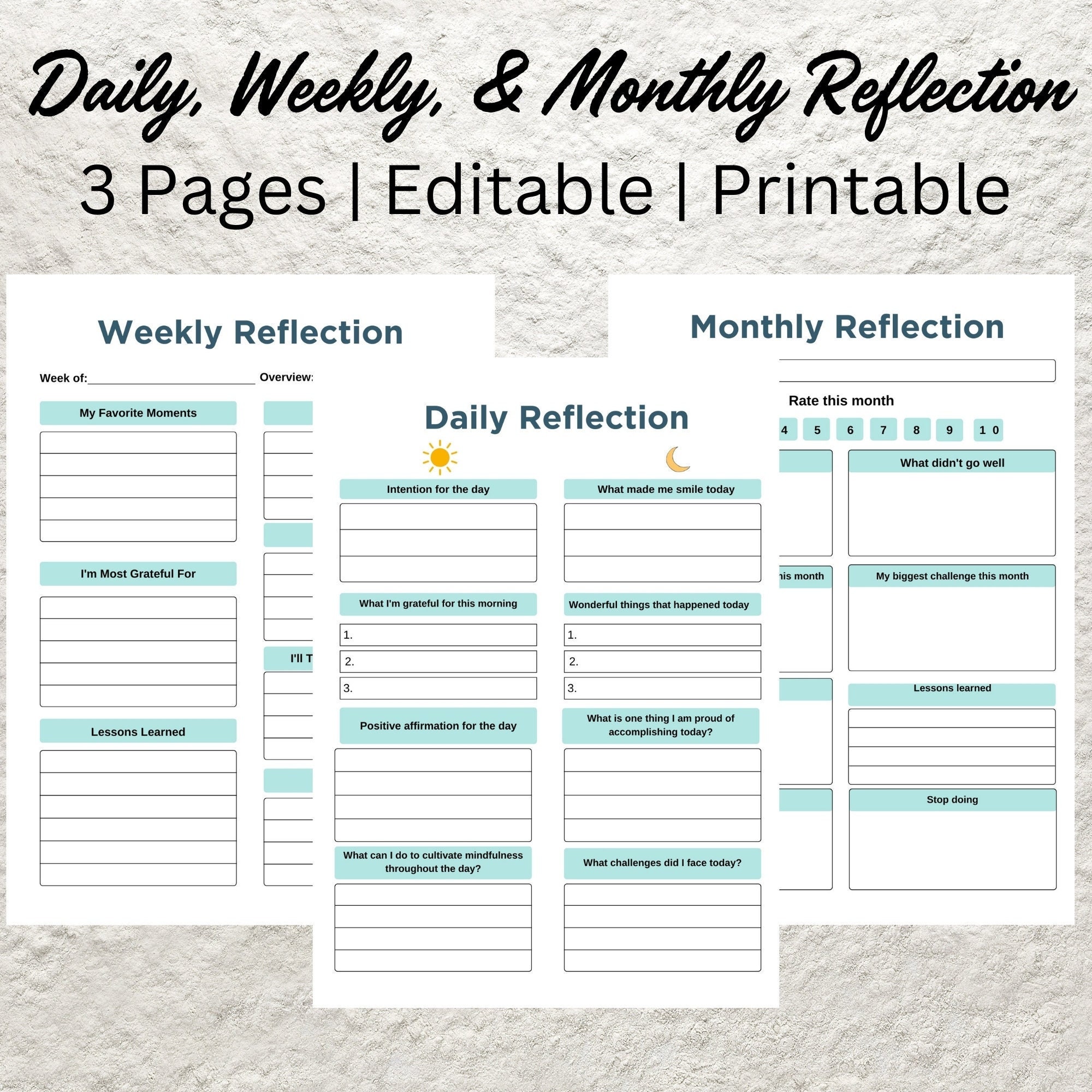 Printable Monthly Review Editable Monthly Reflection Monthly Evaluation ...