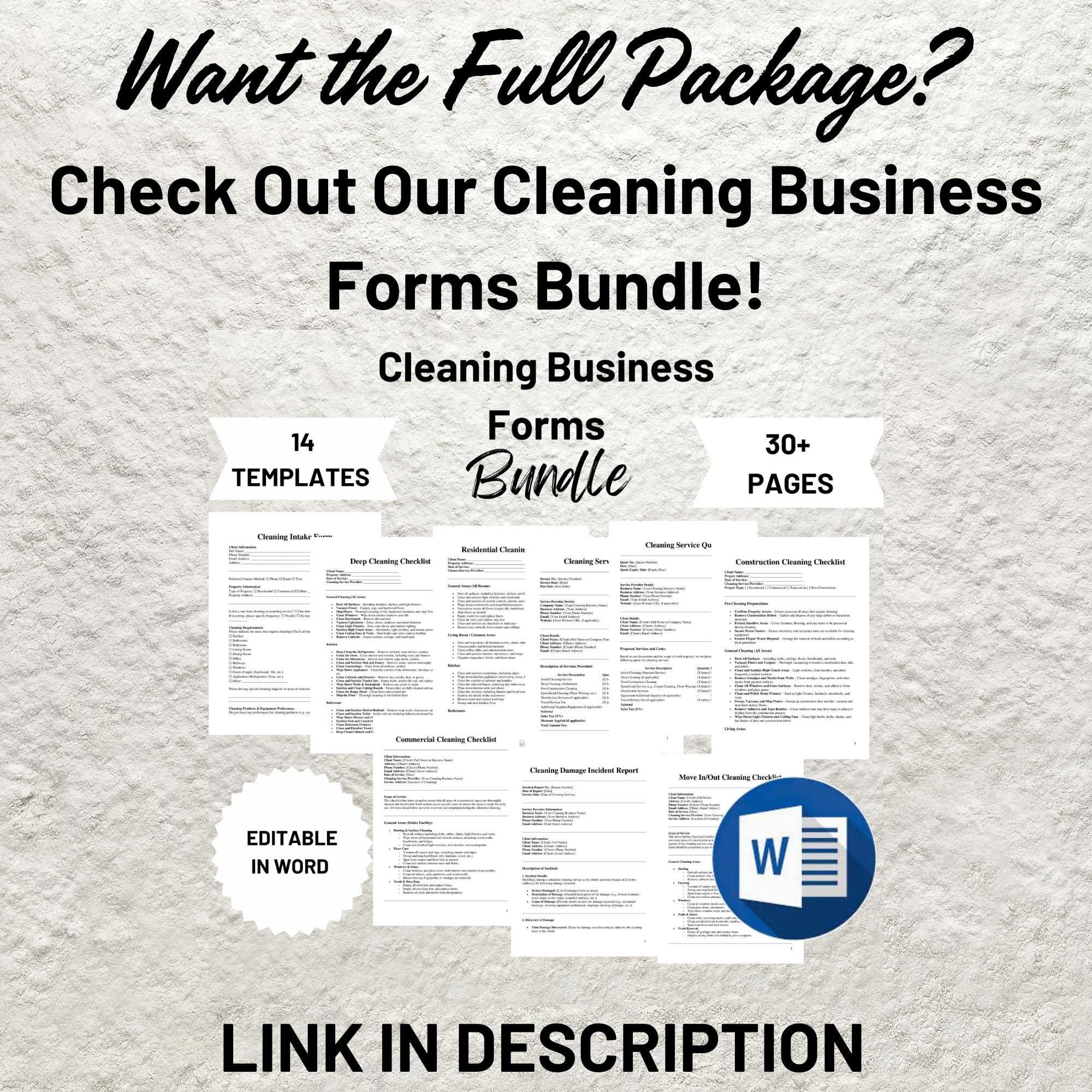 Cleaning Service Agreement Printable Cleaning Contract Editable ...