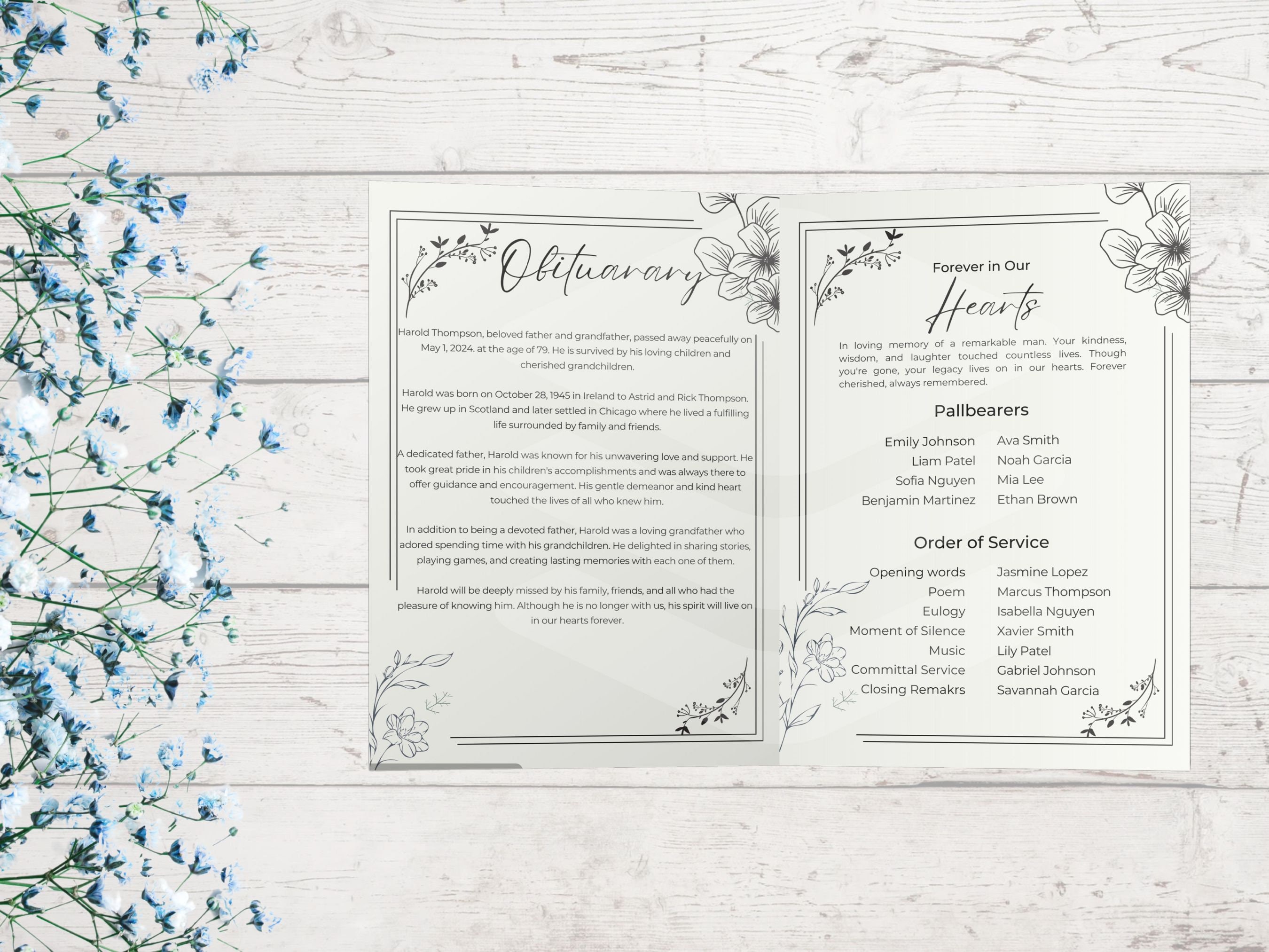 Editable Funeral Program Pamphlet Template Celebration of Life Order of ...