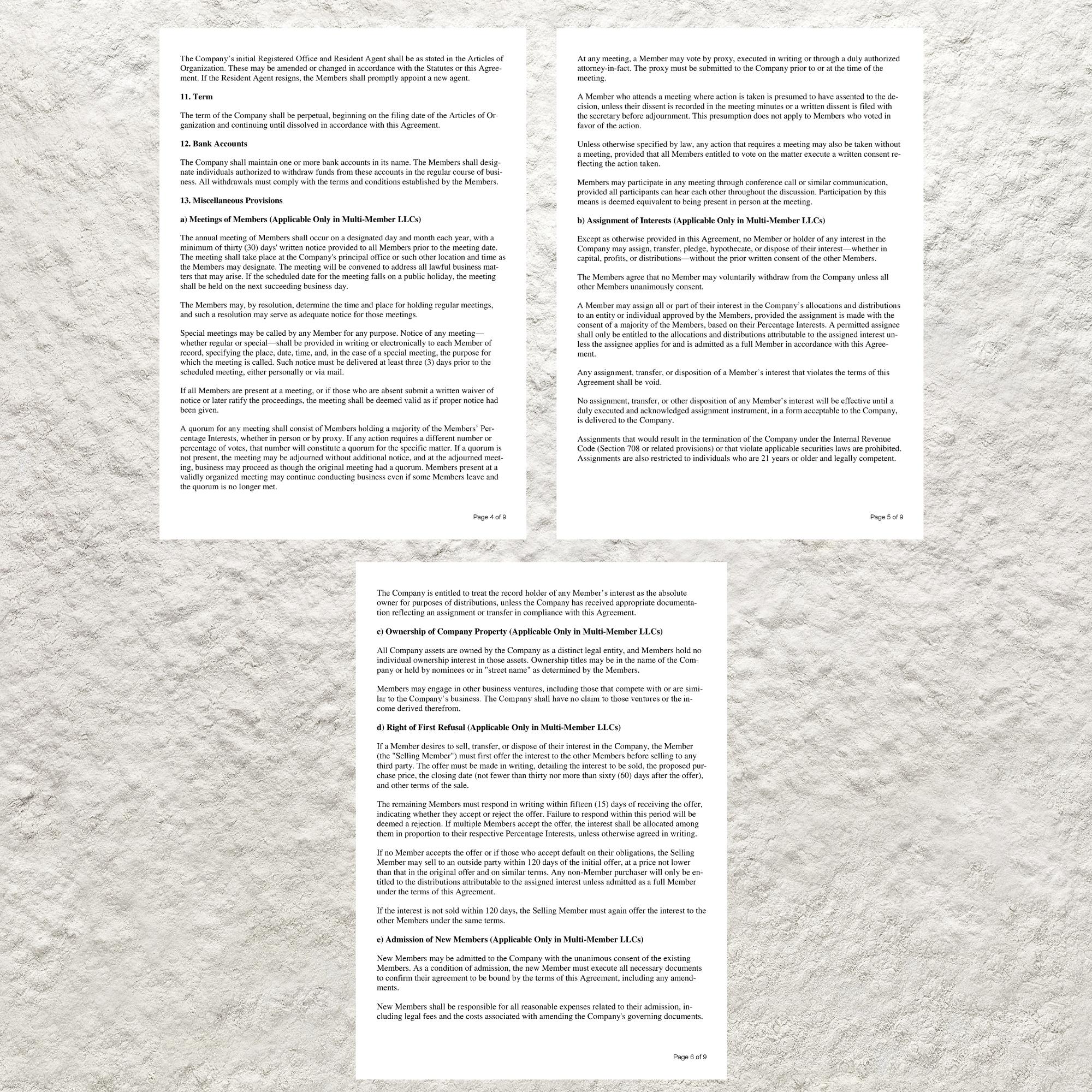 LLC Operating Agreement Template: Single/multi Member (word & Printable ...
