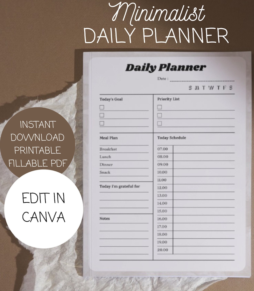 Digital Daily Planner Journal to Do List Daily Schedule Hourly Task ...