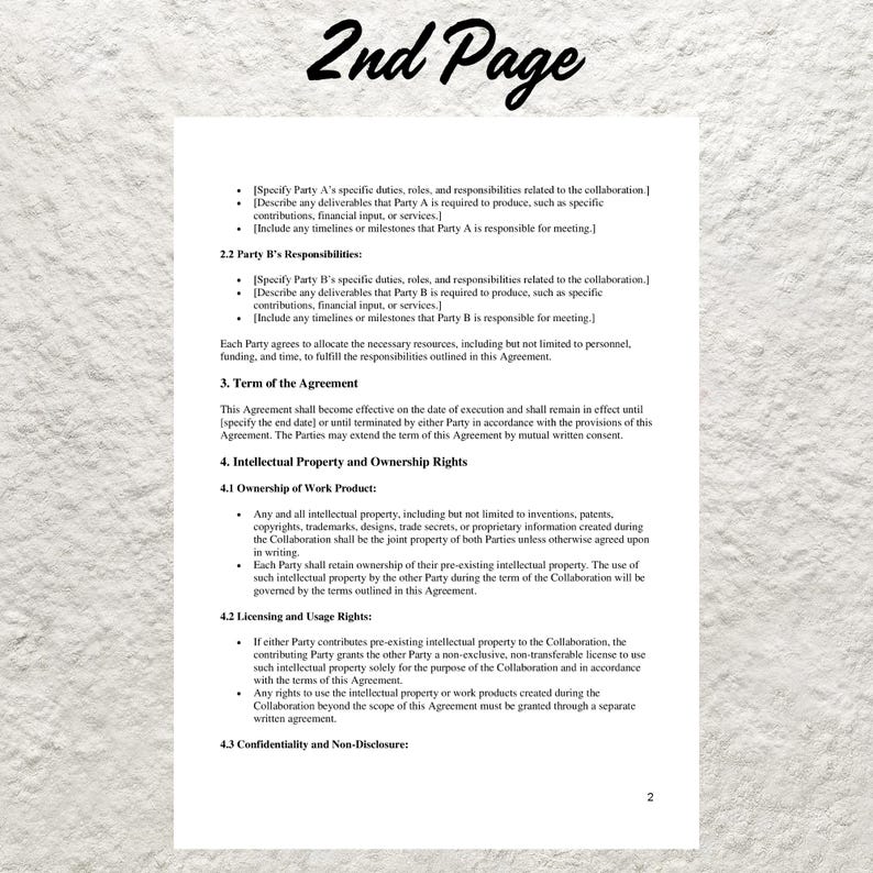 Collaboration Agreement Template Editable Business Collaboration ...