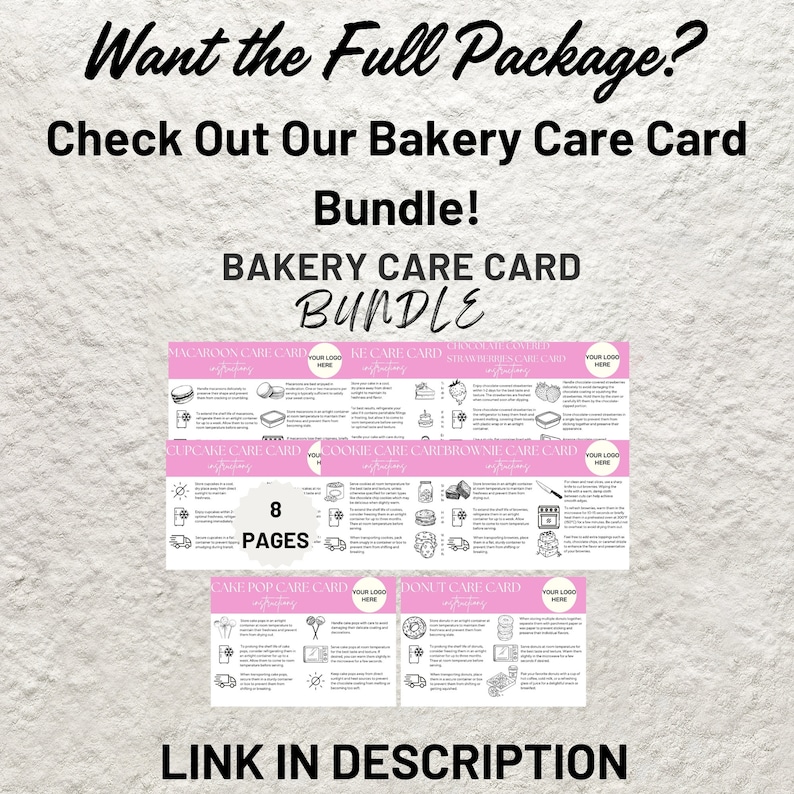 Editable Cake Care Card Canva Template Printable Cake Care Card ...