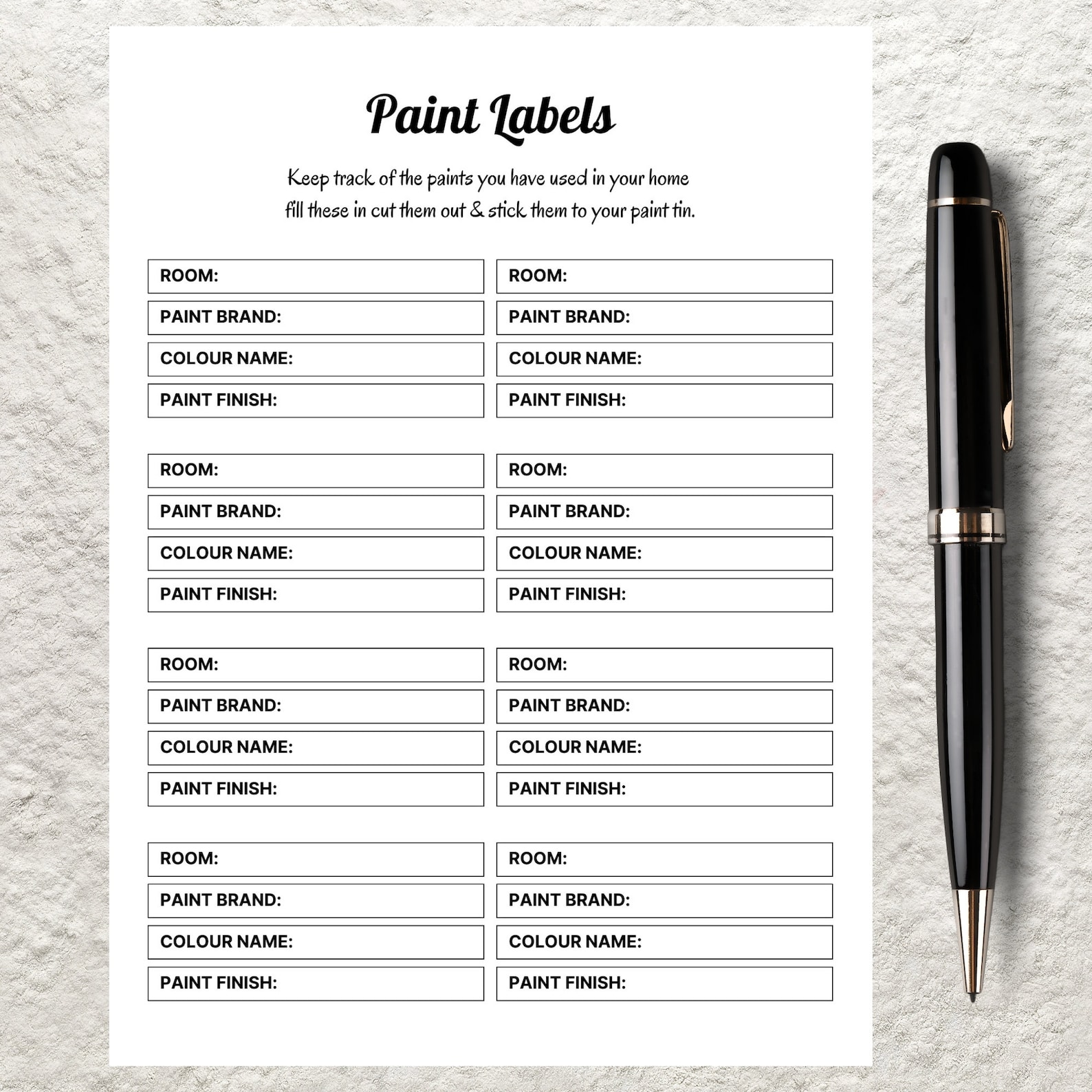 Paint Tracker Editable Printable Household Paint Color Tracker Planner ...