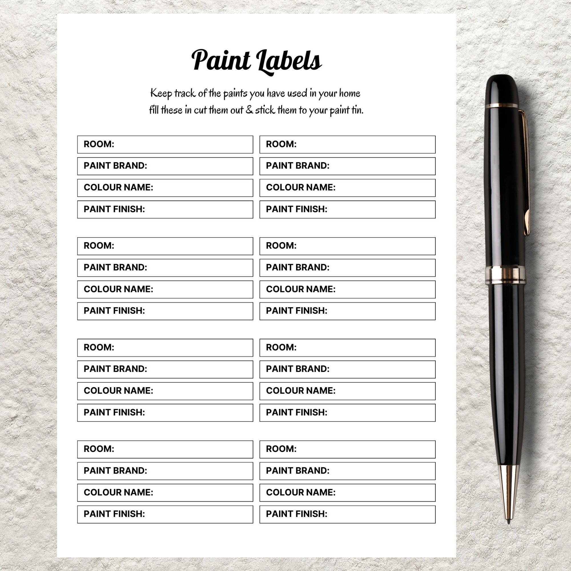 Paint Tracker Editable Printable Household Paint Color Tracker Planner ...