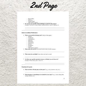 Interior Design Client Questionnaire: Editable Intake Form (PDF ...
