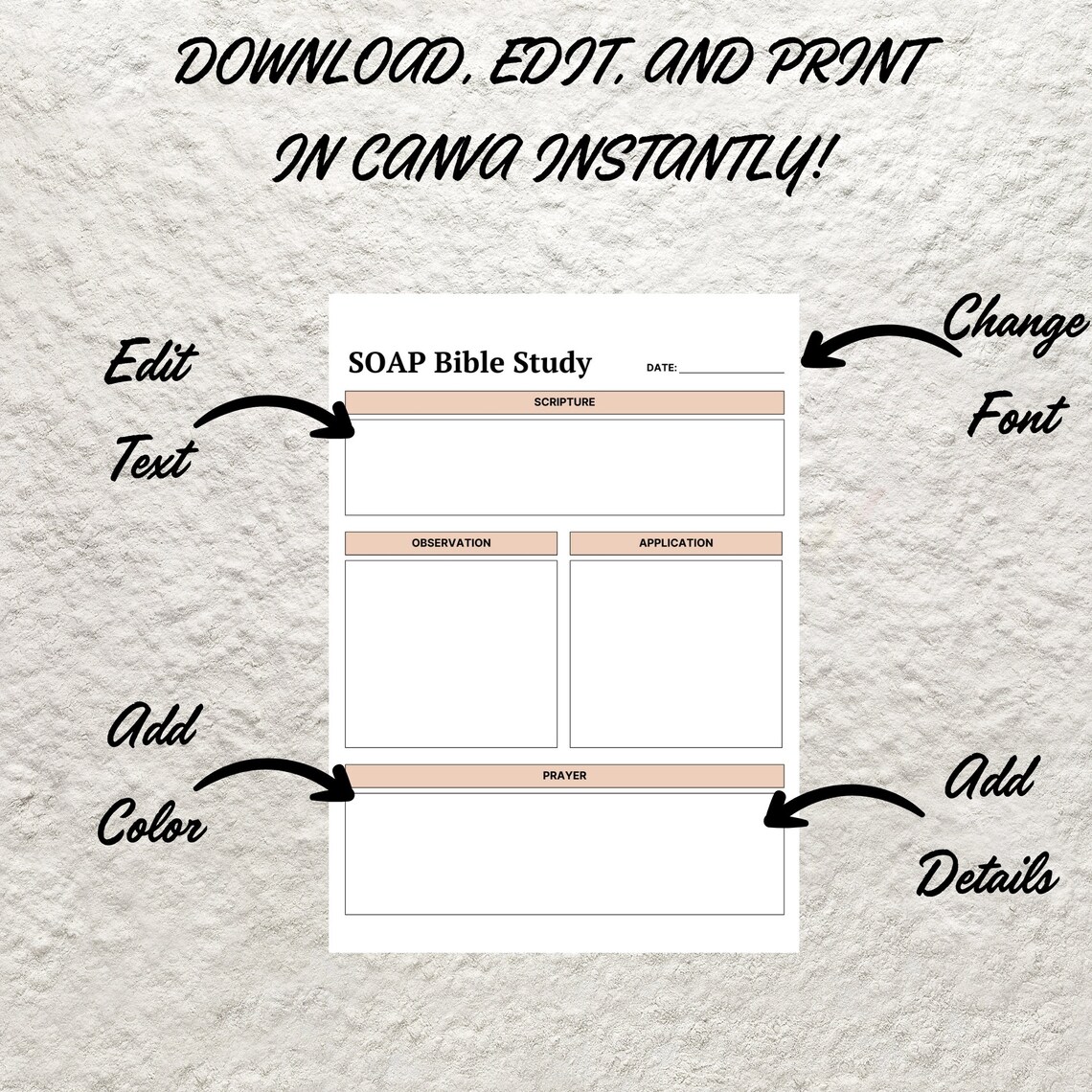 SOAP Bible Study Template Printable Bible Study Journal Guide Scripture ...