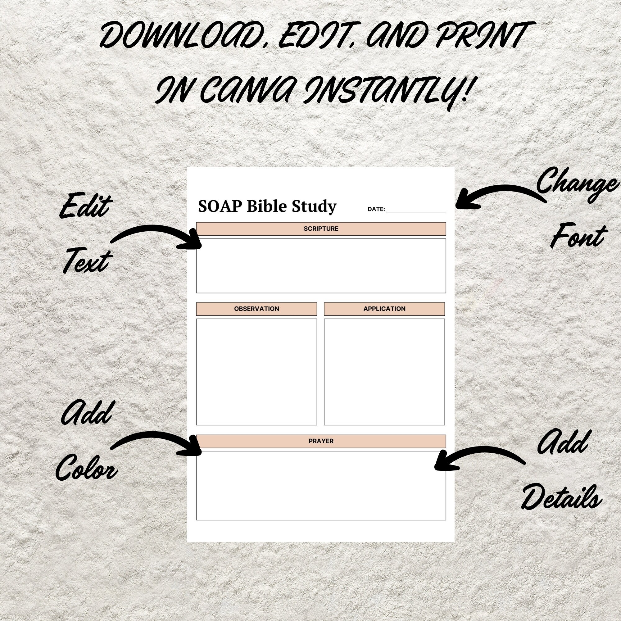 SOAP Bible Study Template Printable Bible Study Journal Guide Scripture ...