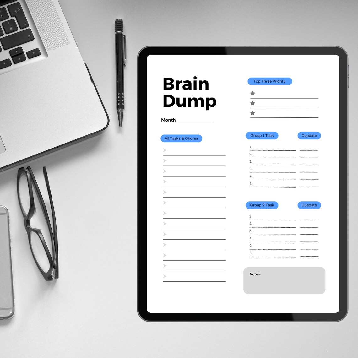 Editable Brain Dump Template Printable ADHD Brain Dump to Do List ...