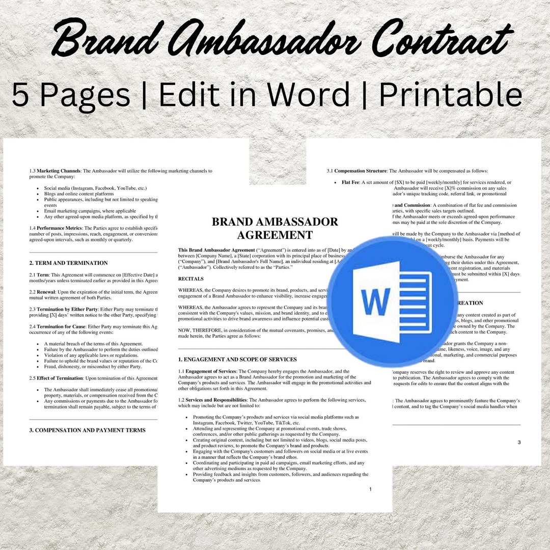 Brand Ambassador Contract Template: Social Media Influencer Agreement ...