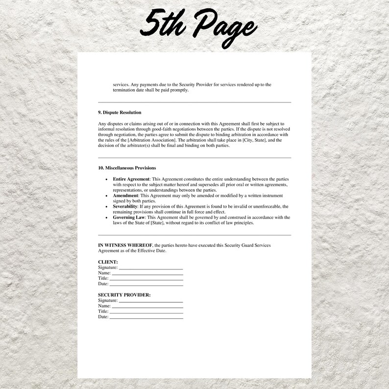 Security Guard Contract Template Editable Security Service Provider ...