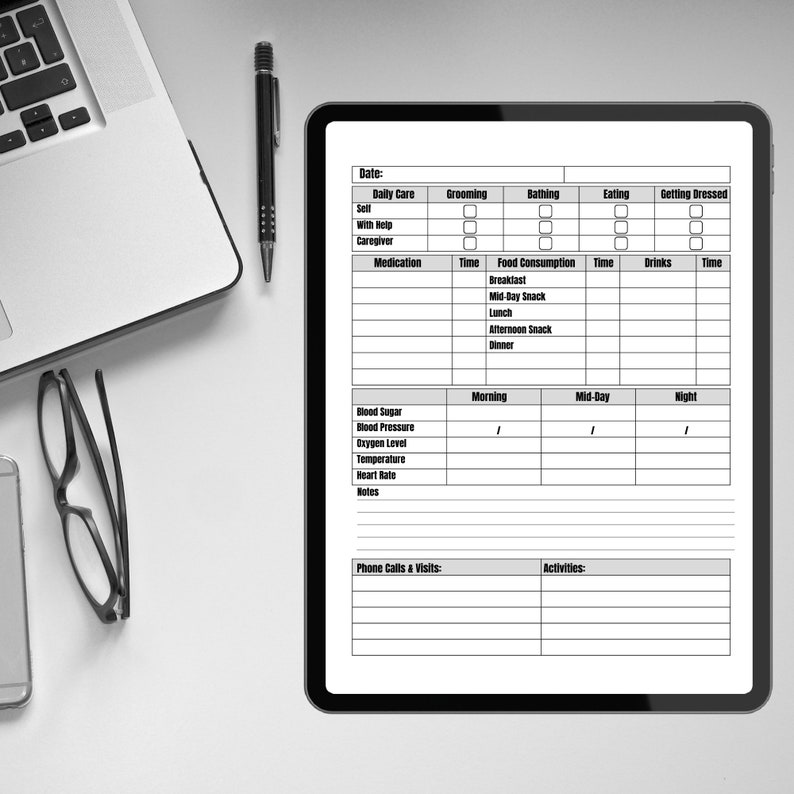 Caregiver Daily Log Book Printable Caregiver Checklist Planner Elder ...
