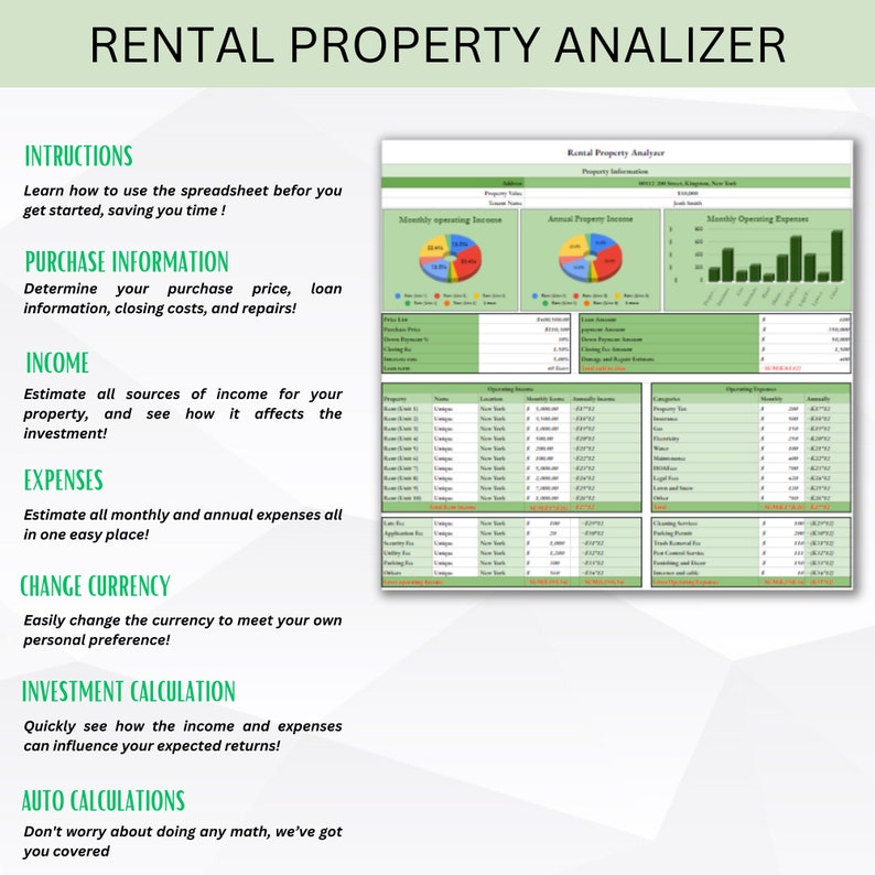 Landlord Rental Property Spreadsheet Template Google Sheets Tracker for ...