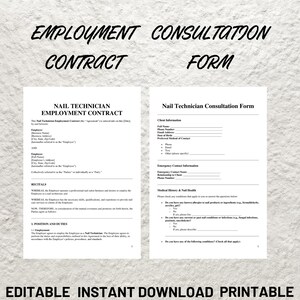 Nail Technician Forms Bundle Editable Nail Tech Consent Form Printable ...