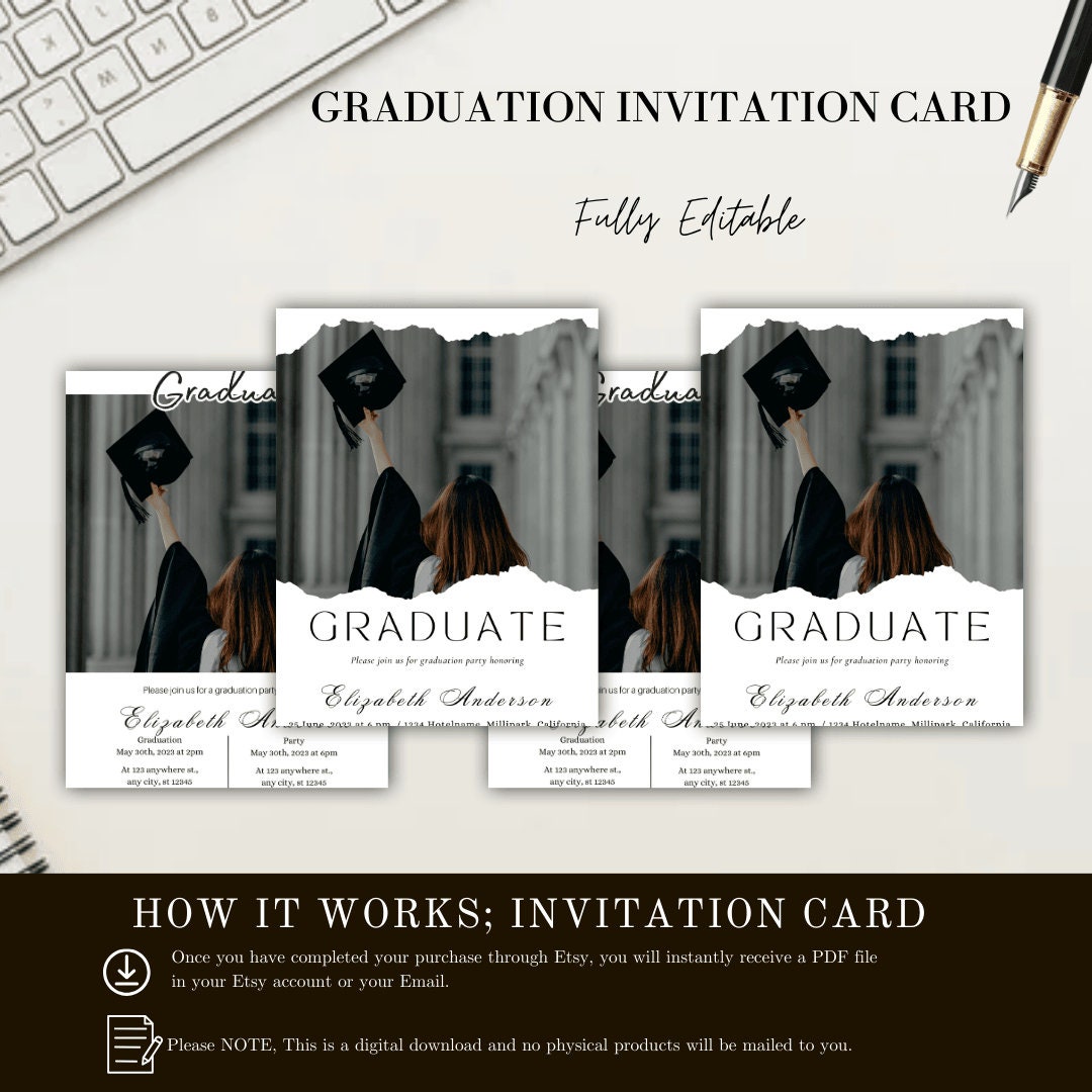 Senior Graduation Invitation Template, Custom Grad Party Invite ...
