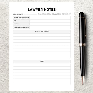 Editable Lawyer Notes Template, Client Communication (digital Download ...
